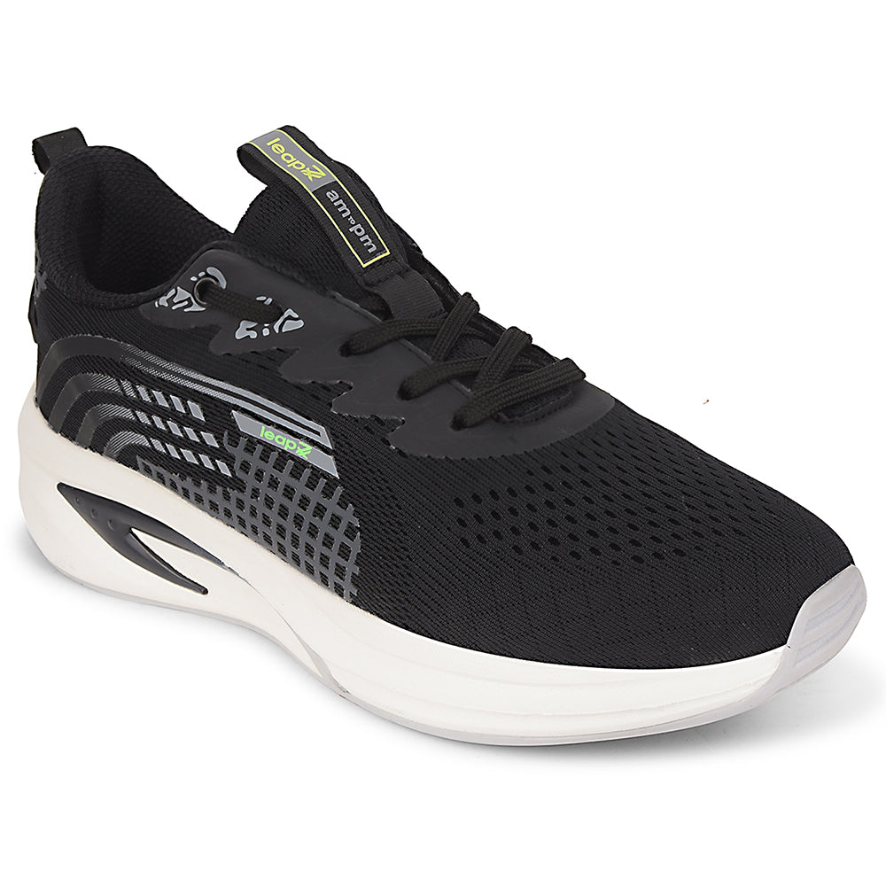 Buy Leap7x Black Sports Lacing Running Shoes For Men KAPSTER-1 By Liberty