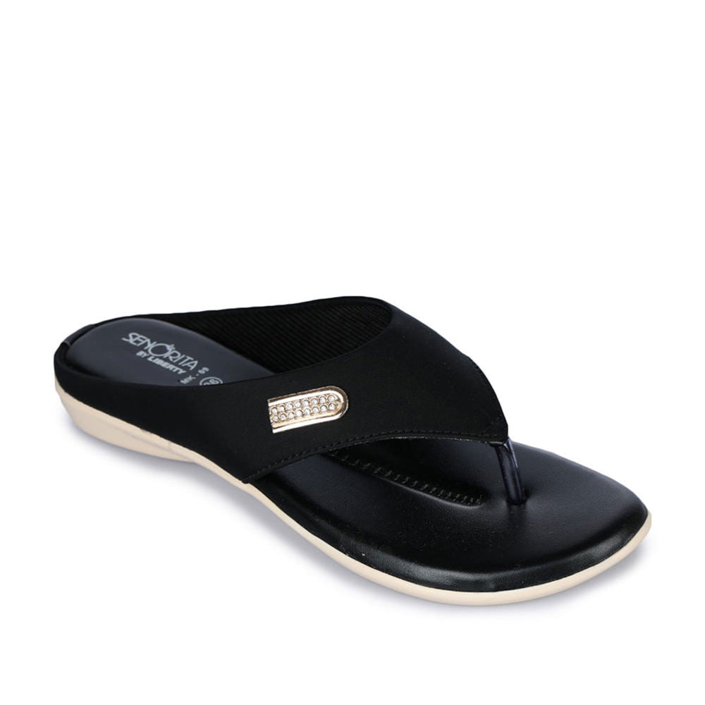Buy Senorita Casual (Black) Slippers For Women MK-09 By Liberty