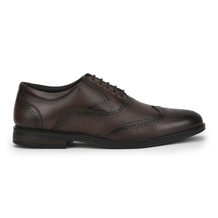 Buy Fortune Formal Brown Lacing Brogue Shoes For Men HOL-125E By Liberty