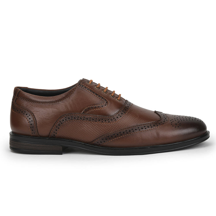Buy Fortune Formal Tan Lacing Brogue Shoes For Men HOL-125E By Liberty