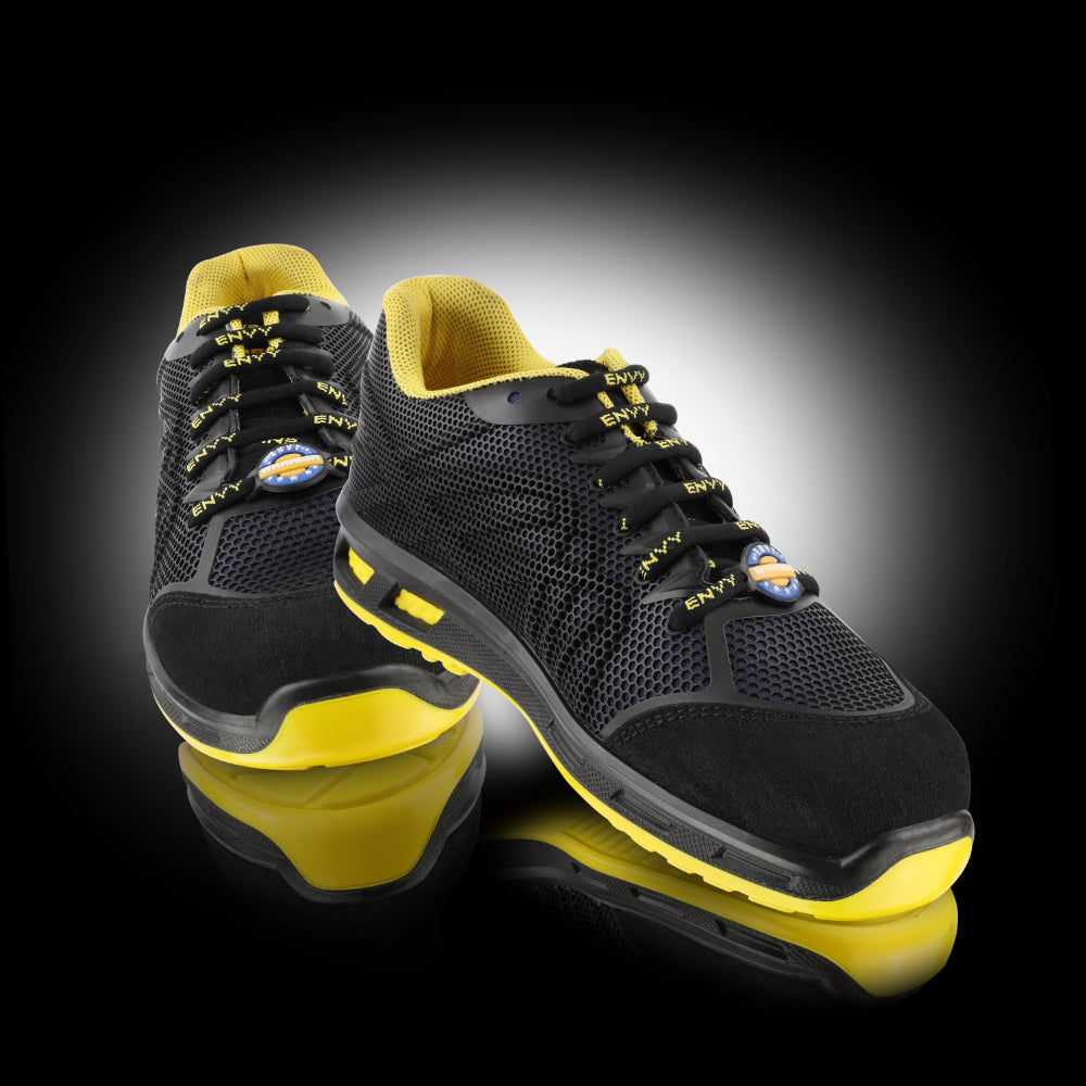 Buy Black & Yellow Fiber Glass Toe Safety Shoes for Men CYGNUS
