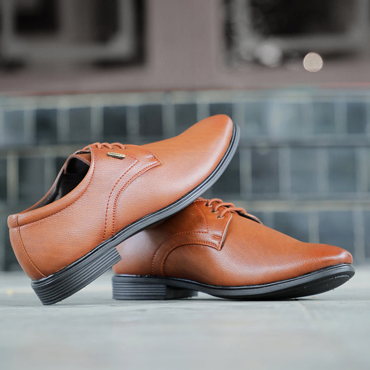 Buy Fortune Tan Formal Lacing Derby Shoes For Men HOL-130E By Liberty