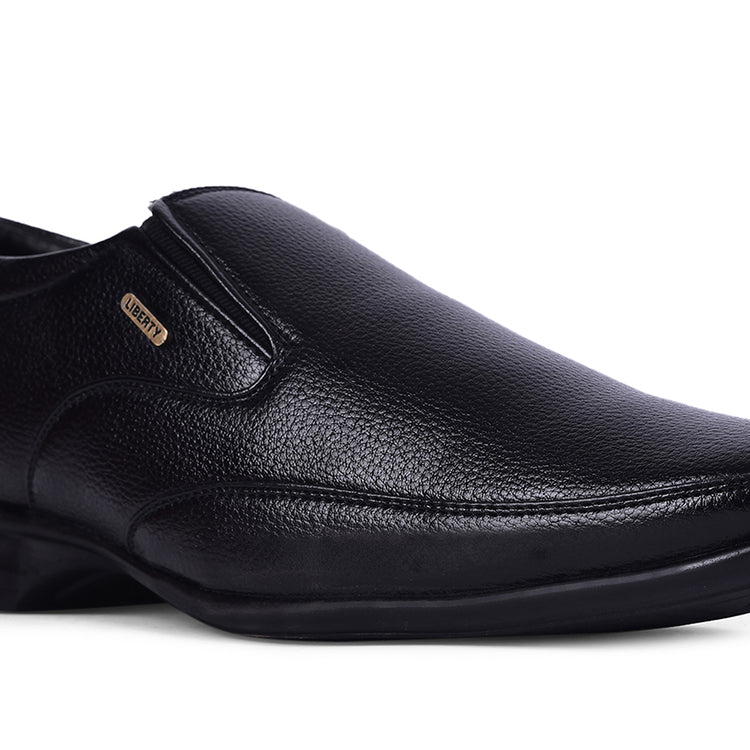 Buy Fortune Black Formal Non Lacing Shoes For Men HOL-132E By Liberty